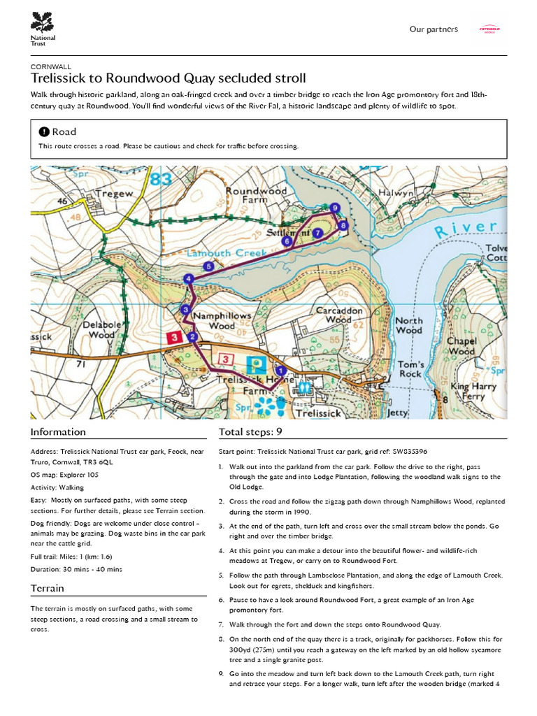 Trelissick To Roundwood Quay Secluded Stroll Walking | PDF | Social ...