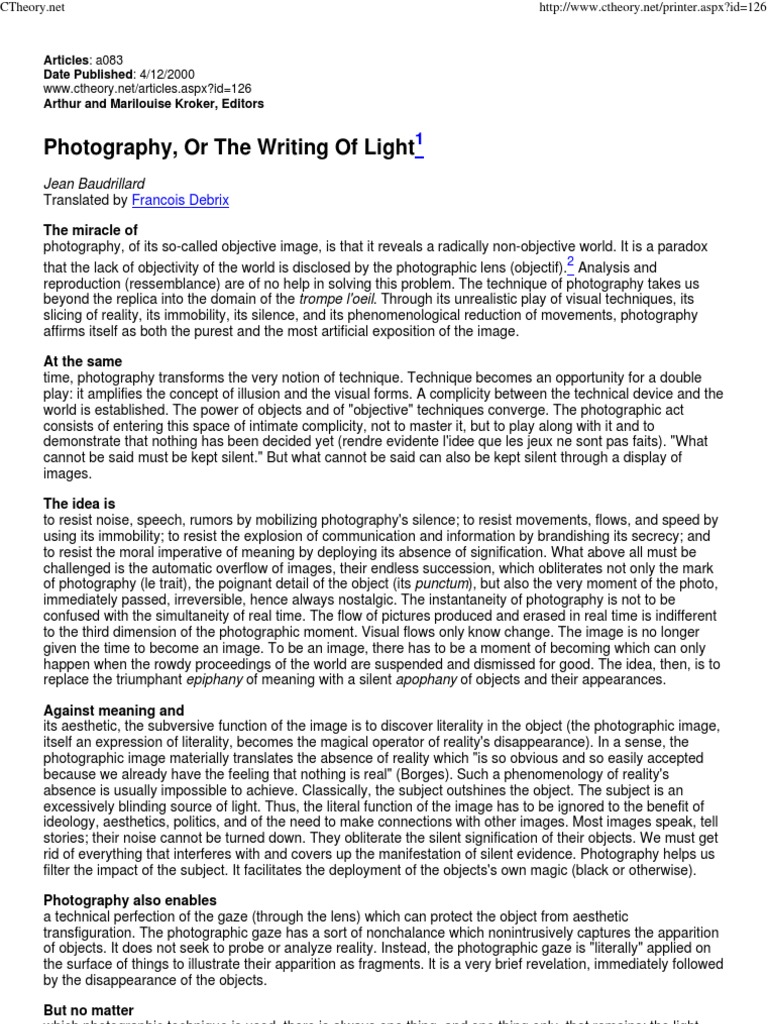 Jean Photography, The Writing of Light | PDF | Representation (Arts ...
