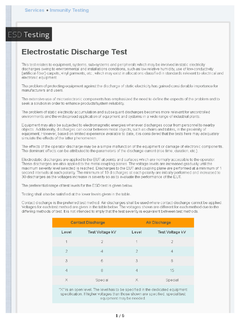 ESD Testing 61000 4 2 | PDF