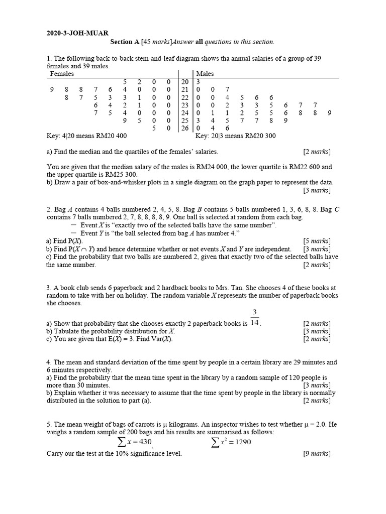 2020 3 Joh Muar | PDF | Statistical Theory | Statistical Analysis
