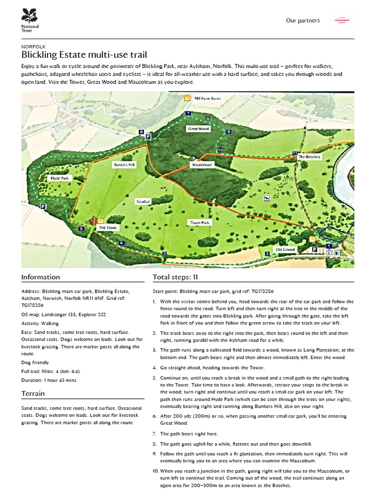 Follow The Blickling Estate Multi Use Trail Walking | PDF | Trail | Land Transport