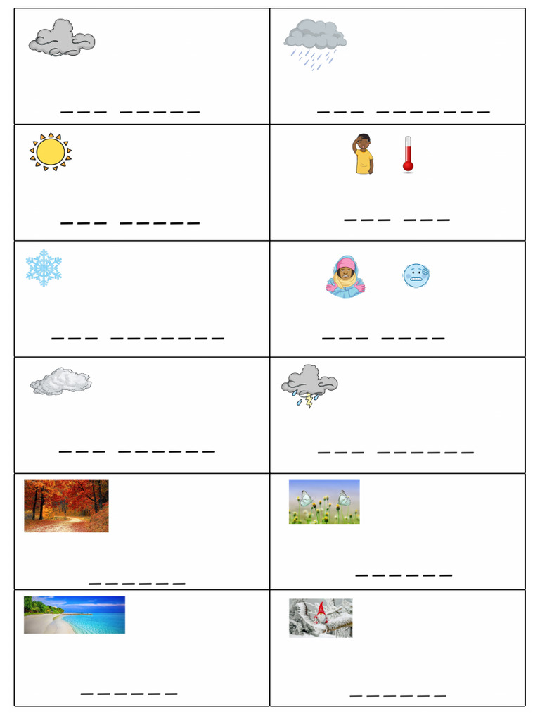 NEA3 Unit 2 Weather Flashcards Spelling | PDF