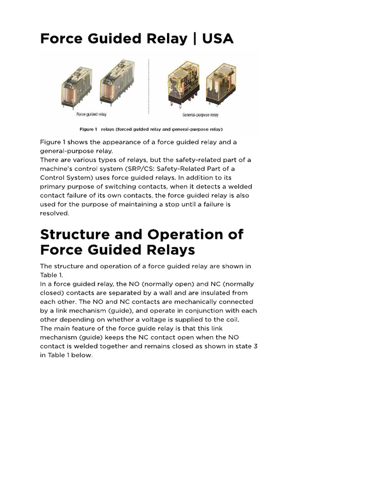 Structure and Operation of Force Guided Relays | PDF
