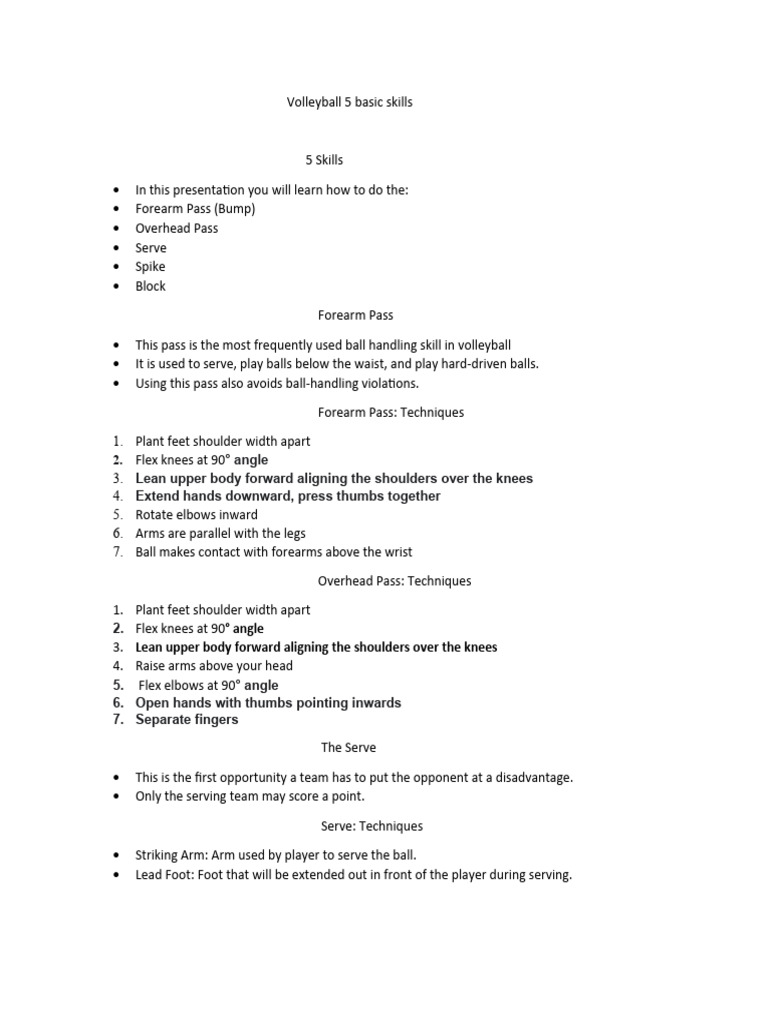 Volleyball 5 Basic Skills | PDF | Anatomical Terms Of Motion | Volleyball