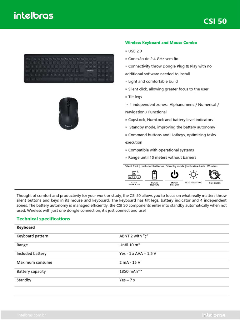 Datasheet - CSI 50 - ENG | PDF | Computer Keyboard | Computing