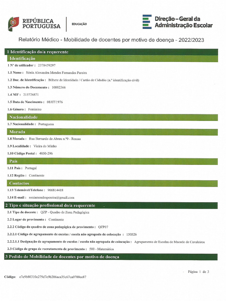 Relatorio Medico em Modelo Da DGAE. | PDF