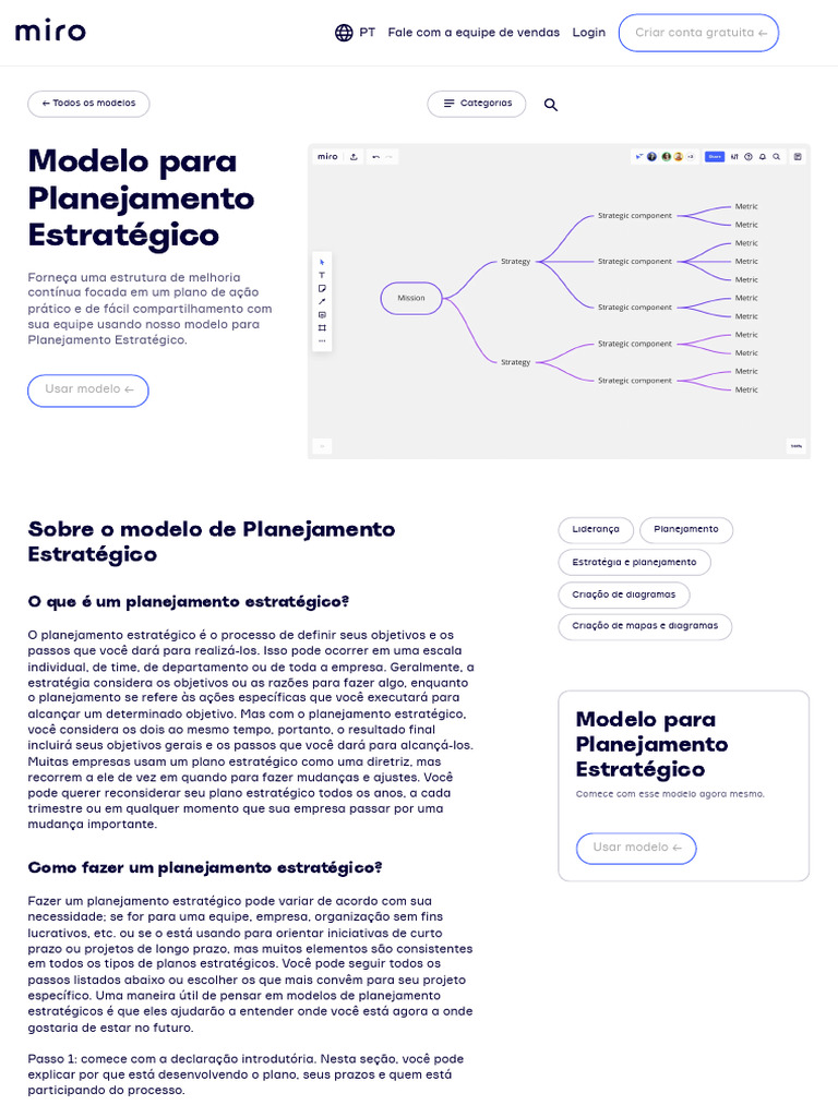 Modelo para Planejamento Estratégico Gratuito | PDF | Planejamento | Planejamento estratégico