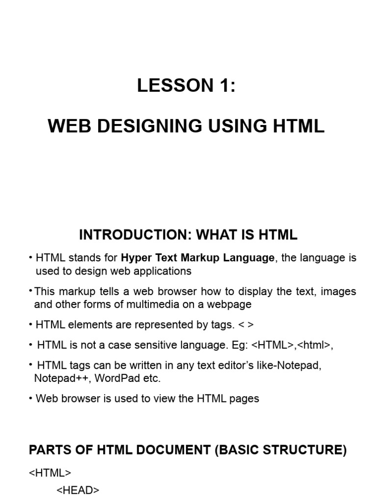 Web Designing Using HTML | PDF | Html Element | Html