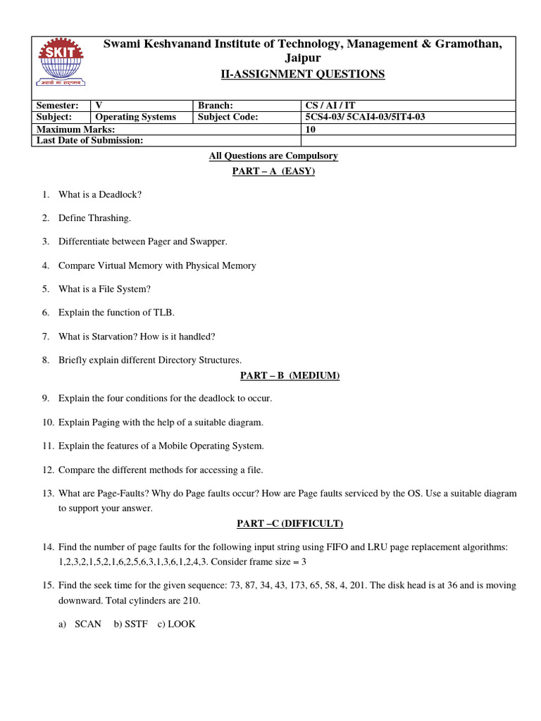 OS - II MTE - Assignment | PDF | Software | Data Management