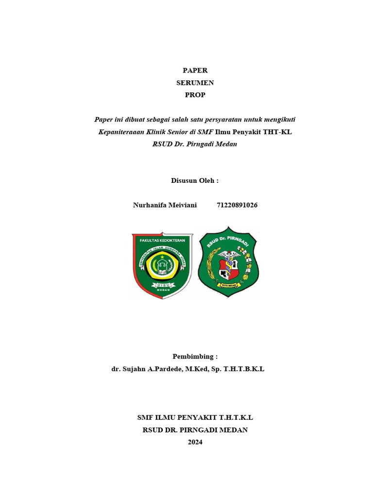 Pemahaman Serumen Prop dalam THT | PDF