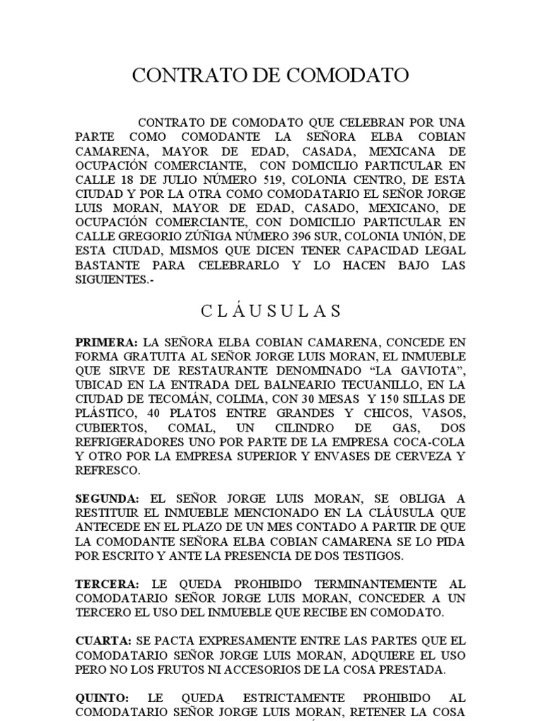 CONTRATO DE COMODATO | Ética legal | Jurisprudencia | Prueba gratuita de 30 días | Scribd