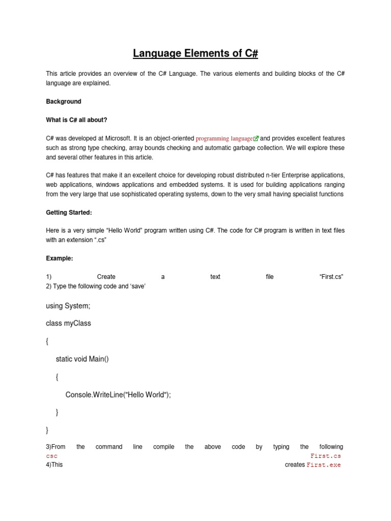 Class2 Language Elements Of C Pdf Class Computer Programming C Sharp Programming Language 2081