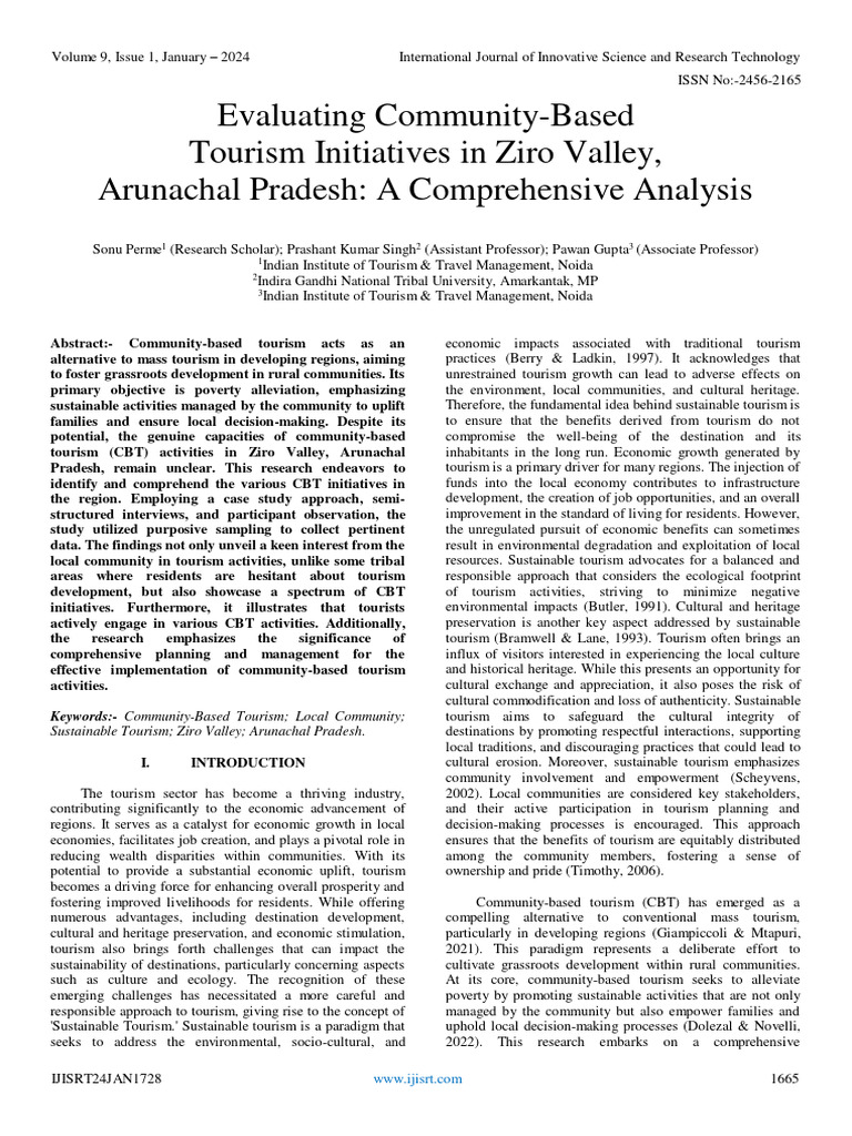 Evaluating Community-Based Tourism Initiatives in Ziro Valley, Arunachal Pradesh: A ...
