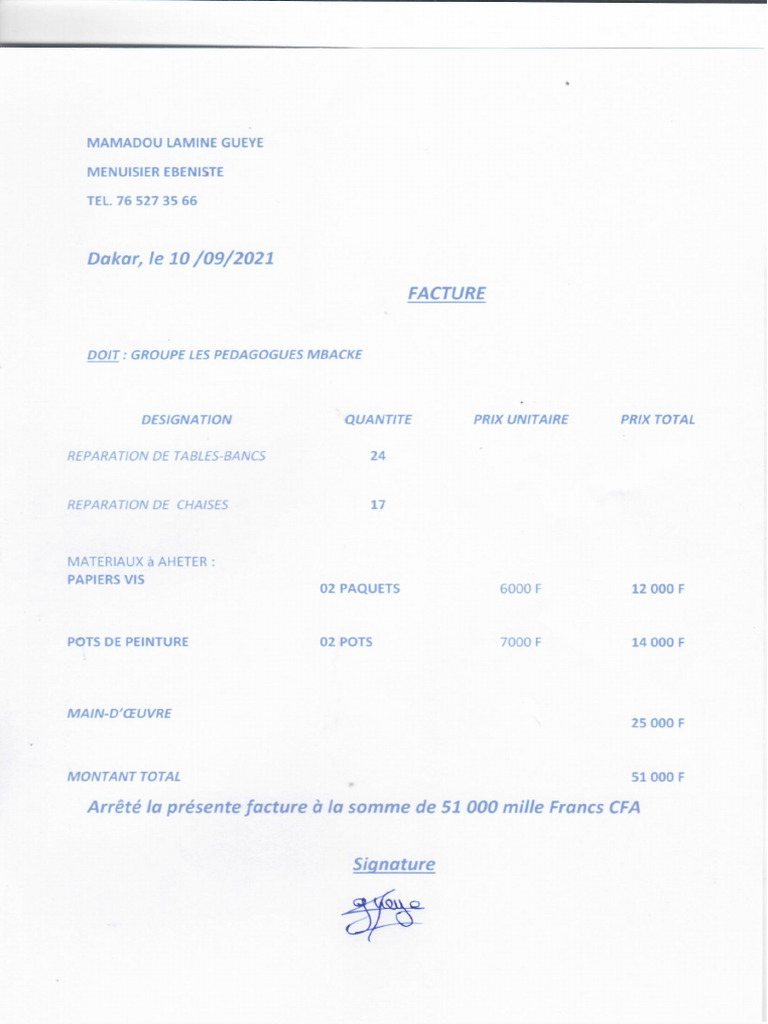 Facture Lamine GUEYE 2 | PDF