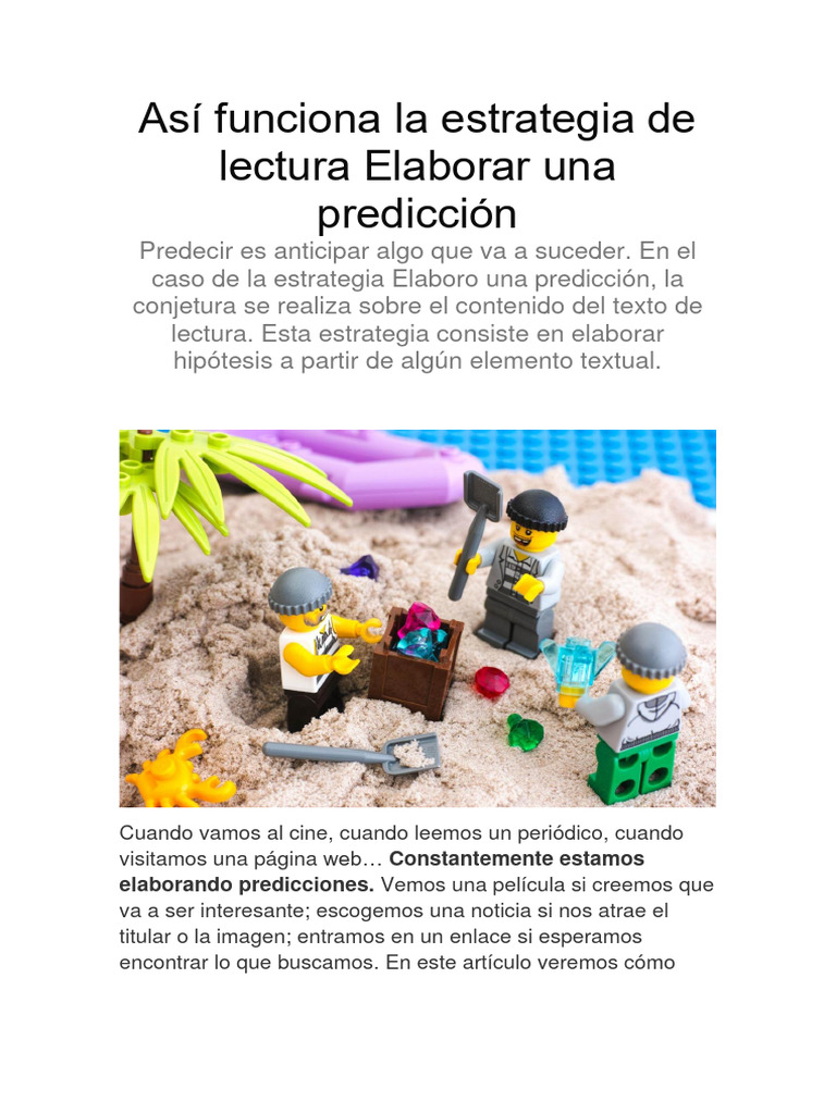 Así Funciona La Estrategia de Lectura Elaborar Una Predicción | PDF ...