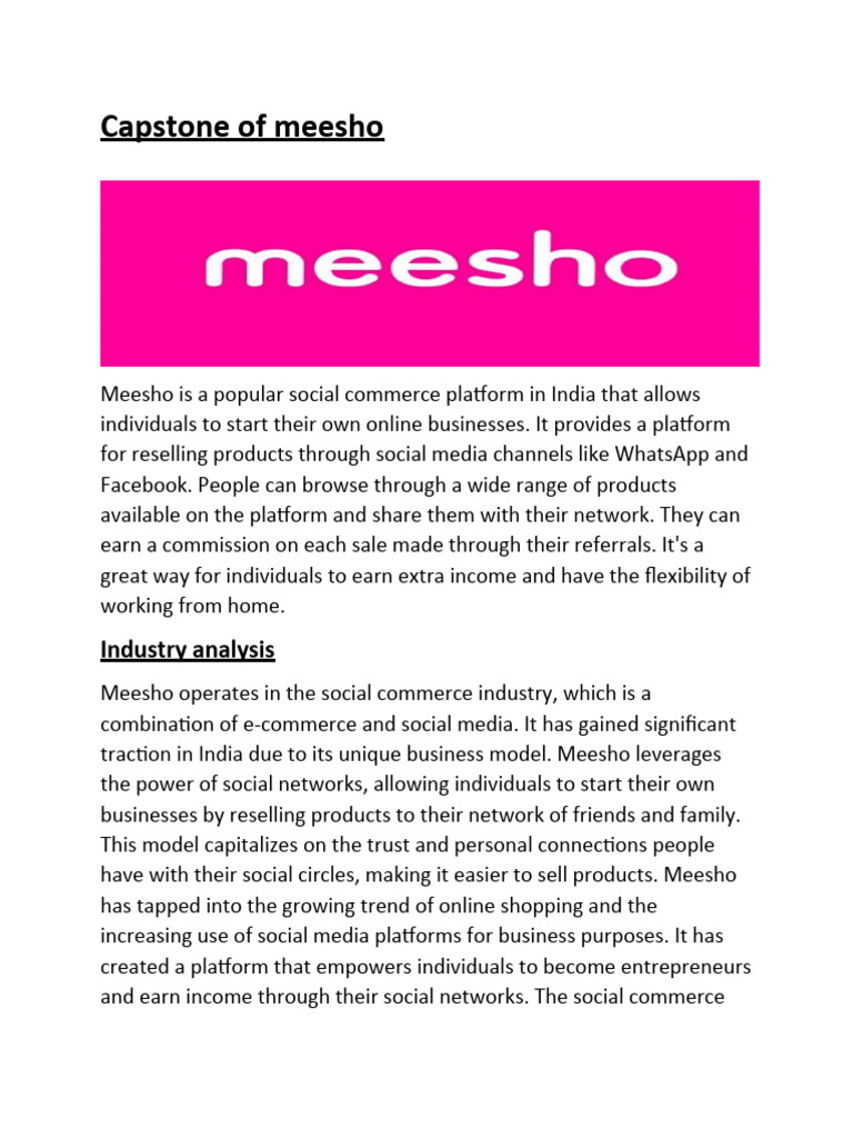 Capstone of Meesho | PDF | Logistics | Supply Chain