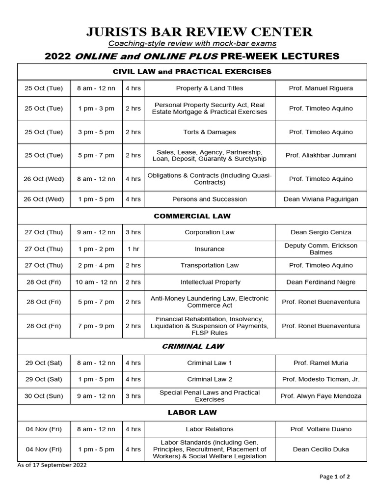 2022 Schedule of Pre-Week Lectures | PDF | Justice | Crime & Violence