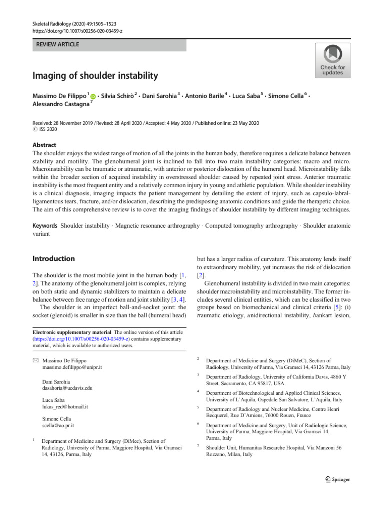 Imaging of Shoulder Instability | PDF | Shoulder | Joints