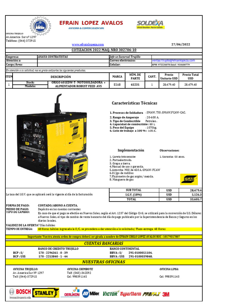 Motosoldadora Petrolera Turbada de 600 Amperios. | PDF | Economias