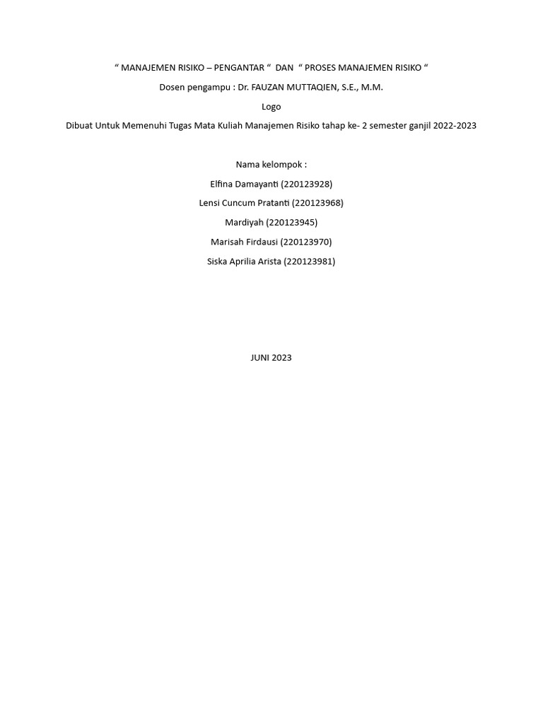 Manajemen Risiko Pdf