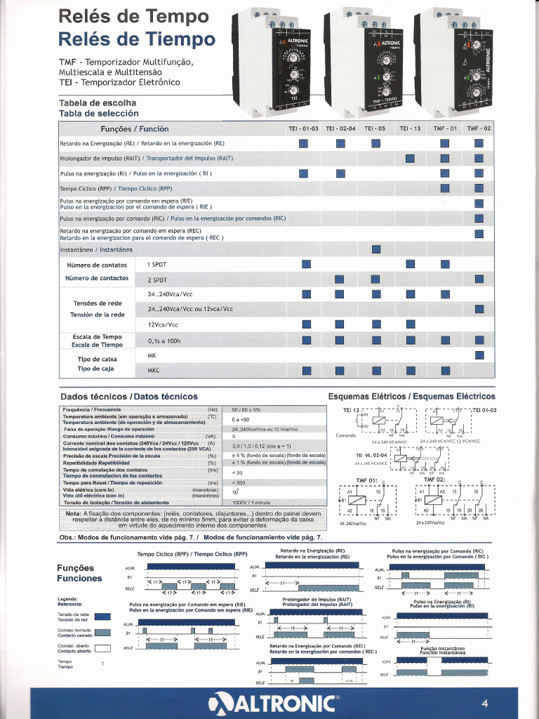 Temporizadores Multifunção e Especificações | PDF | Equipamento ...