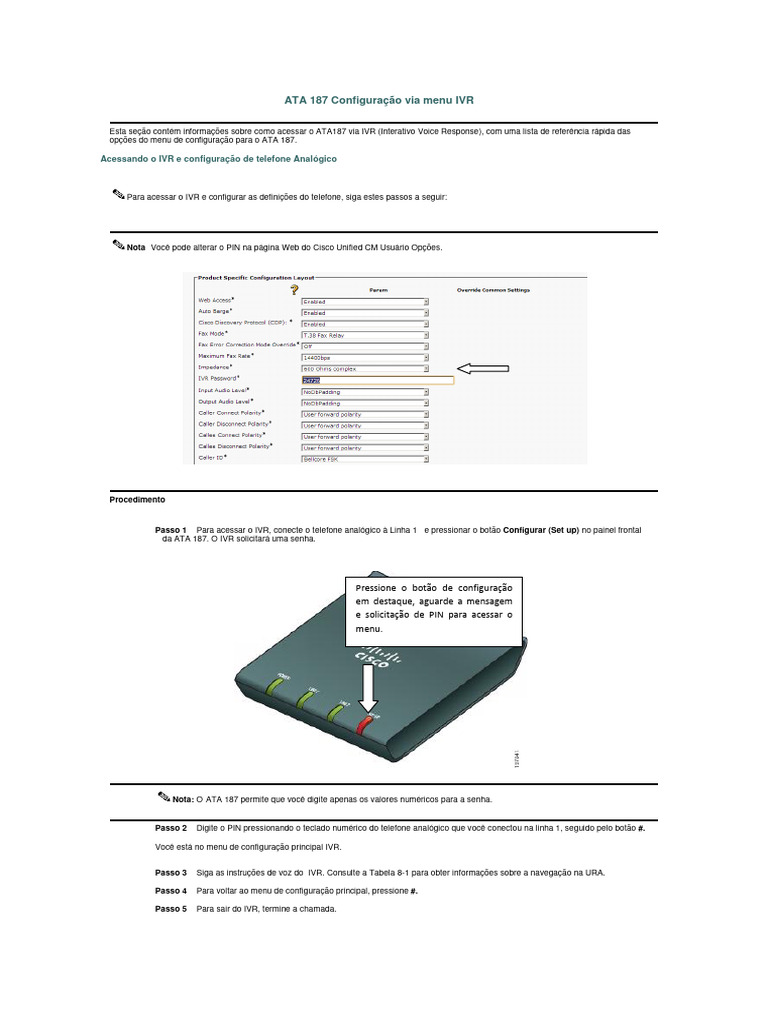 Configuração IVR para ATA 187 | PDF | Endereço de IP | Arquitetura de rede