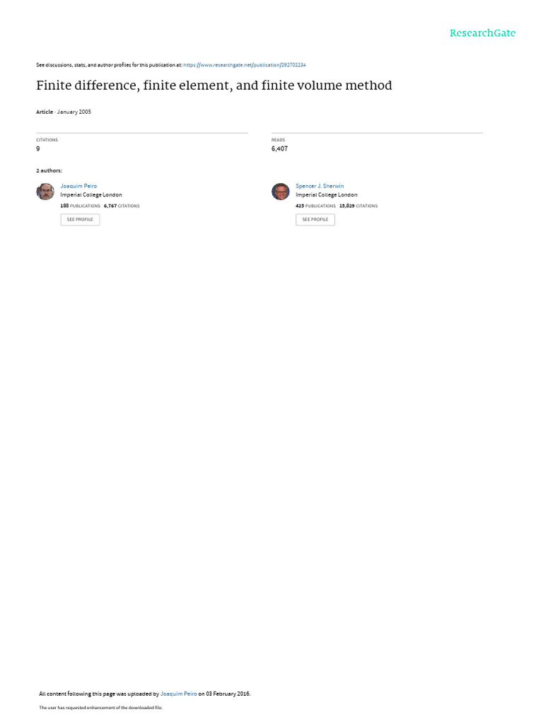 2004 FDFEand FVmethodsfor PDEs Handbook Material Modelling | PDF | Partial Differential Equation ...