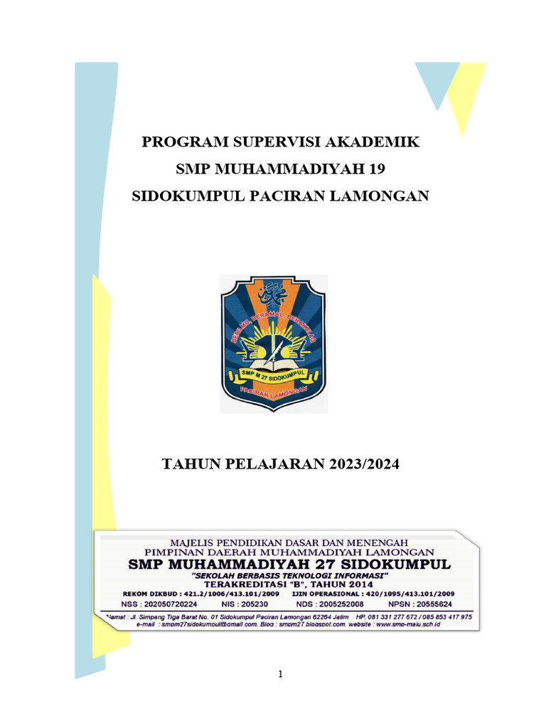 Program Supervisi Akademik SMP 2023/2024 | PDF