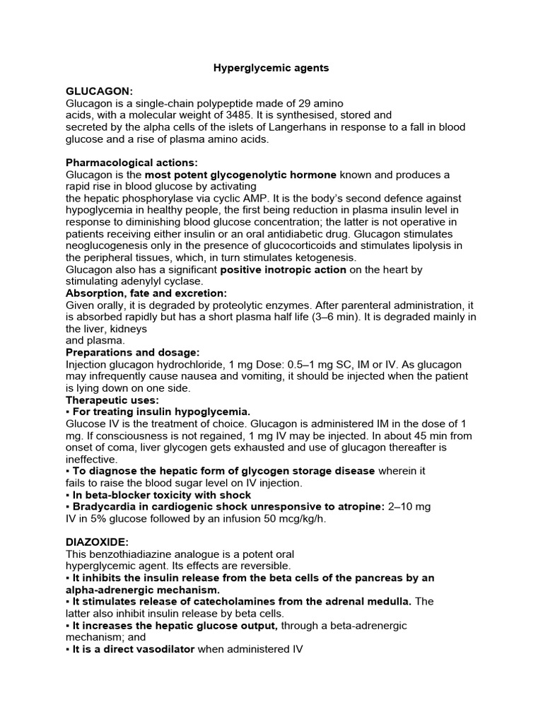 Hyperglycemic Agents | PDF | Hypoglycemia | Hyperglycemia