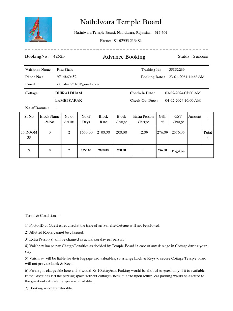 Cottage Booking Receipt | Download Free PDF | Public Finance | Government