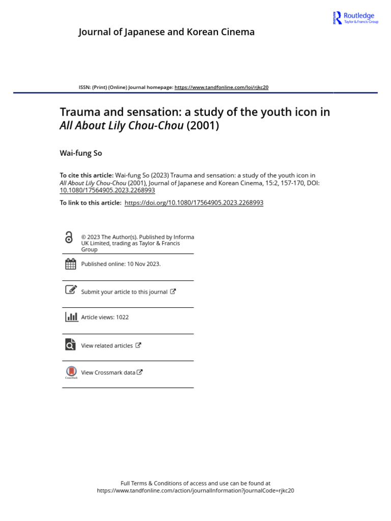 00-Trauma and Sensation - A Study of The Youth Icon in All About Lily Chou-Chou - 2001 - 2 | PDF ...