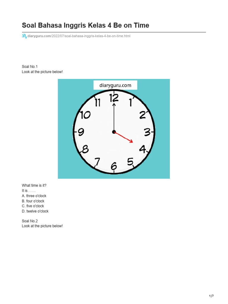 Soal Bahasa Inggris Be On Time Bab 8 | PDF