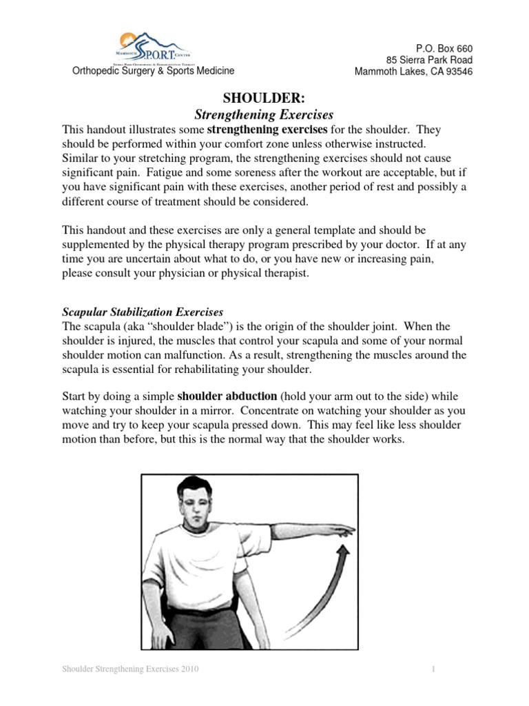 Shoulder Strengthening Exercises Guide | PDF | Shoulder | Elbow
