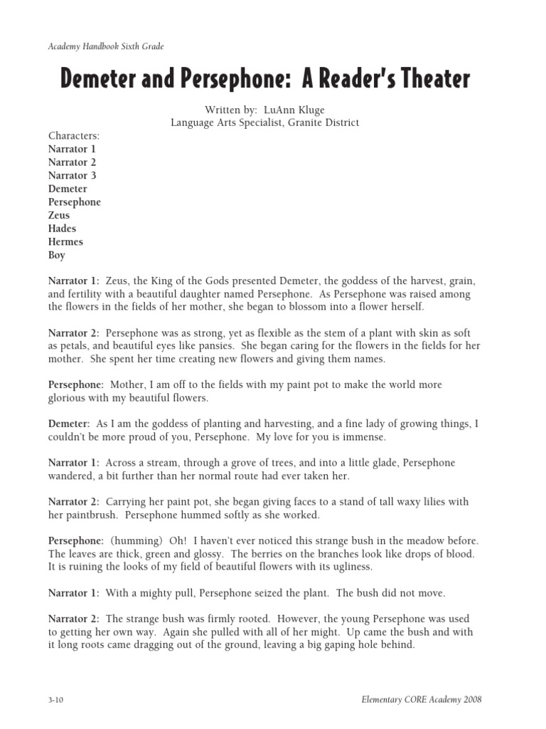 Demeter_Persephone_Readers_Theatre | PDF | Hades | Persephone