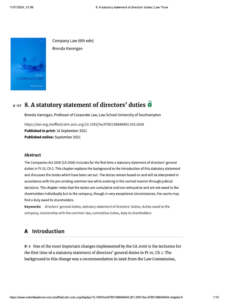 Duties of Directors | PDF