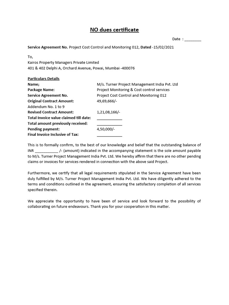 No Due Certificate | PDF