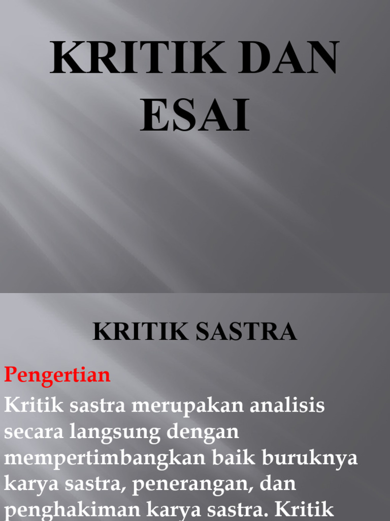 Kritik Dan Esai | PDF | Fiksi Umum | Filsafat