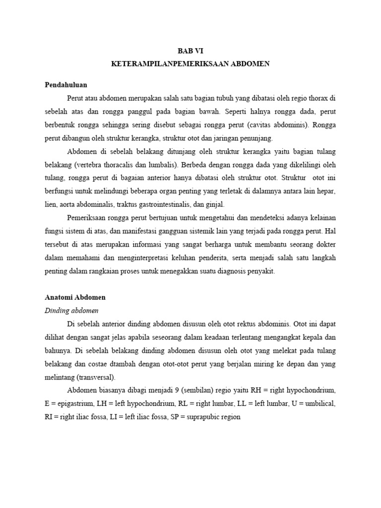 Pemeriksaan Abdomen: Teknik dan Anatomi | PDF | Kesehatan Holistik
