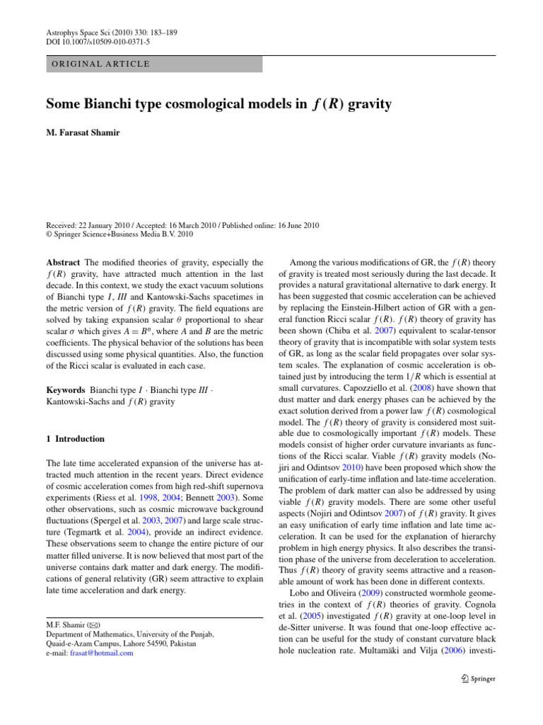 Bianchi Models | PDF | Dark Energy | Universe