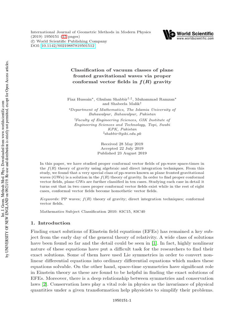 Classification Of Vacuum Classes Of Plane Fronted Gravitational Waves