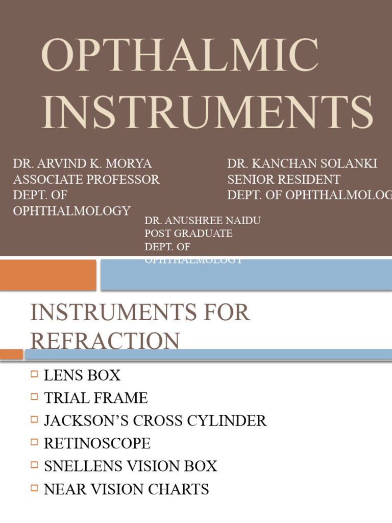Ophthalmology Instruments College | PDF | Eye | Senses