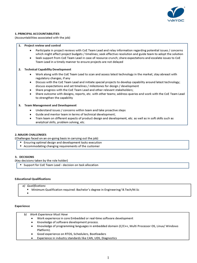 CoC Team Lead (SW) | PDF | Embedded System | Computer Science