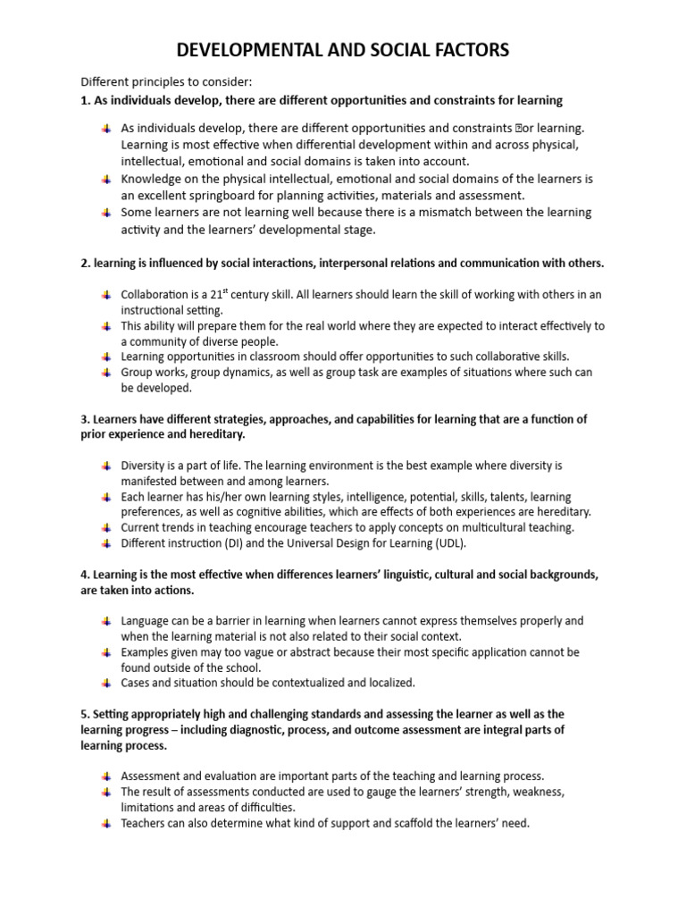 Developmental and Social Factors | PDF | Learning | Educational Assessment