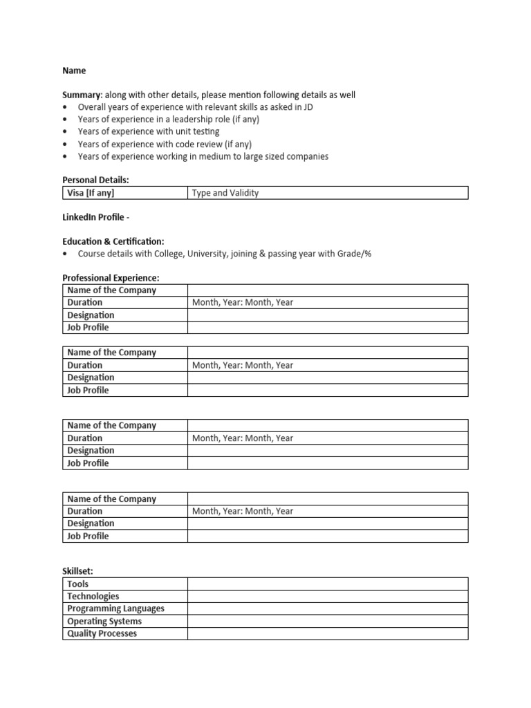 CG Resume Format | PDF | Computer Programming | Unit Testing