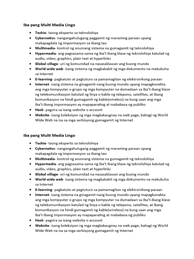 Iba pang Multi Media Lingo copy | PDF
