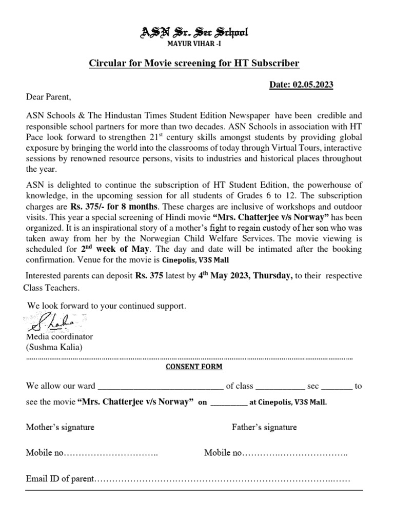 Parent Consent for Movie Screening | PDF | Career & Growth