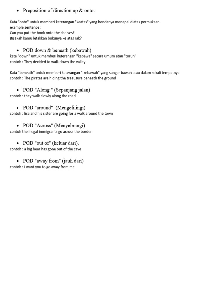 Preposition of Direction | PDF