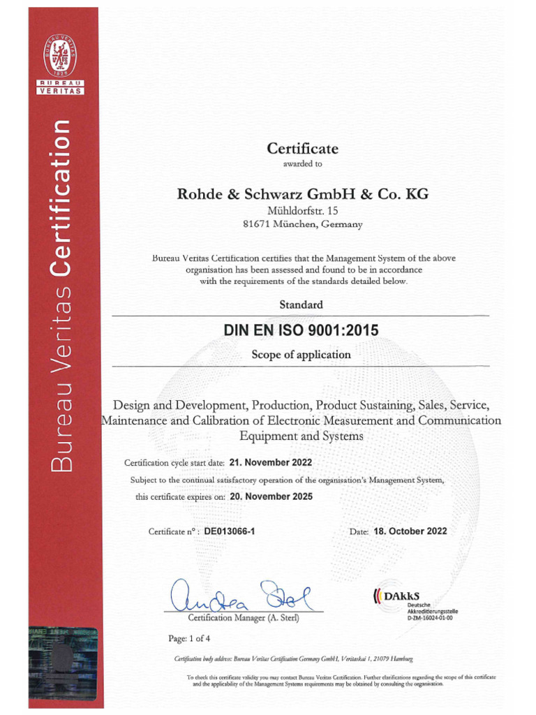 R&S Quality Management Certificate | PDF