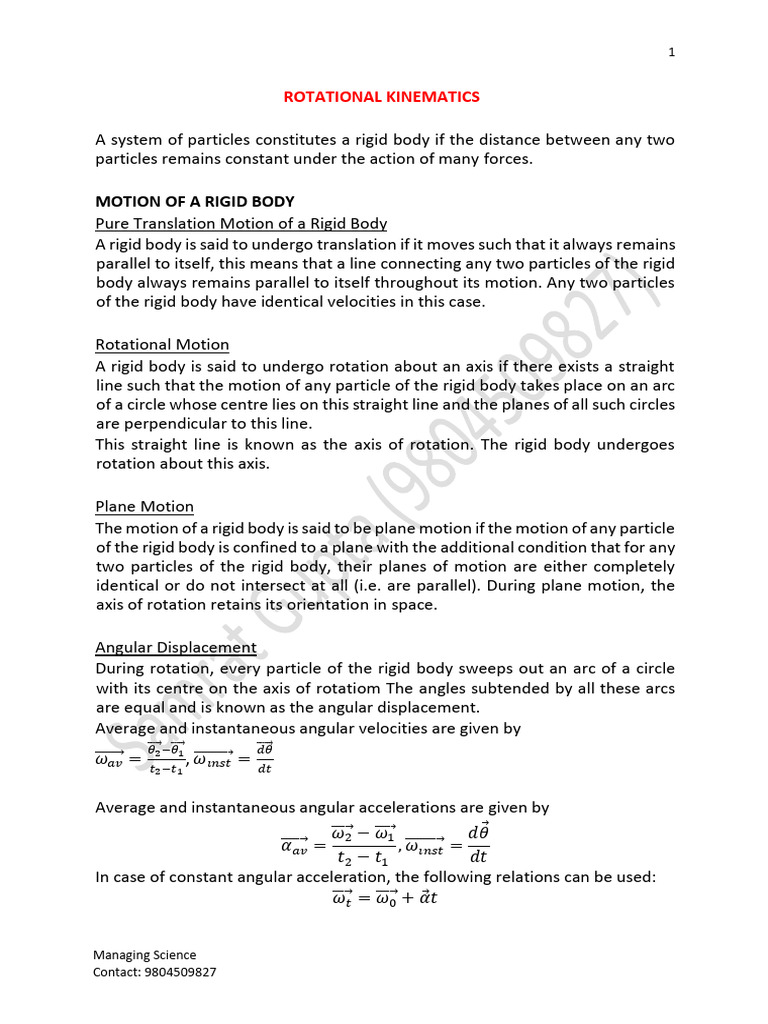 rotational mechanics | PDF | Rotation Around A Fixed Axis | Torque