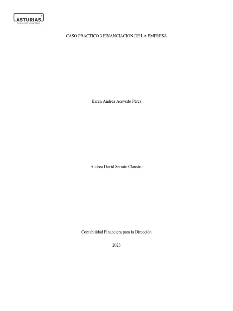 Caso Practico Unidad 3 | PDF | Hoja de balance | Deuda